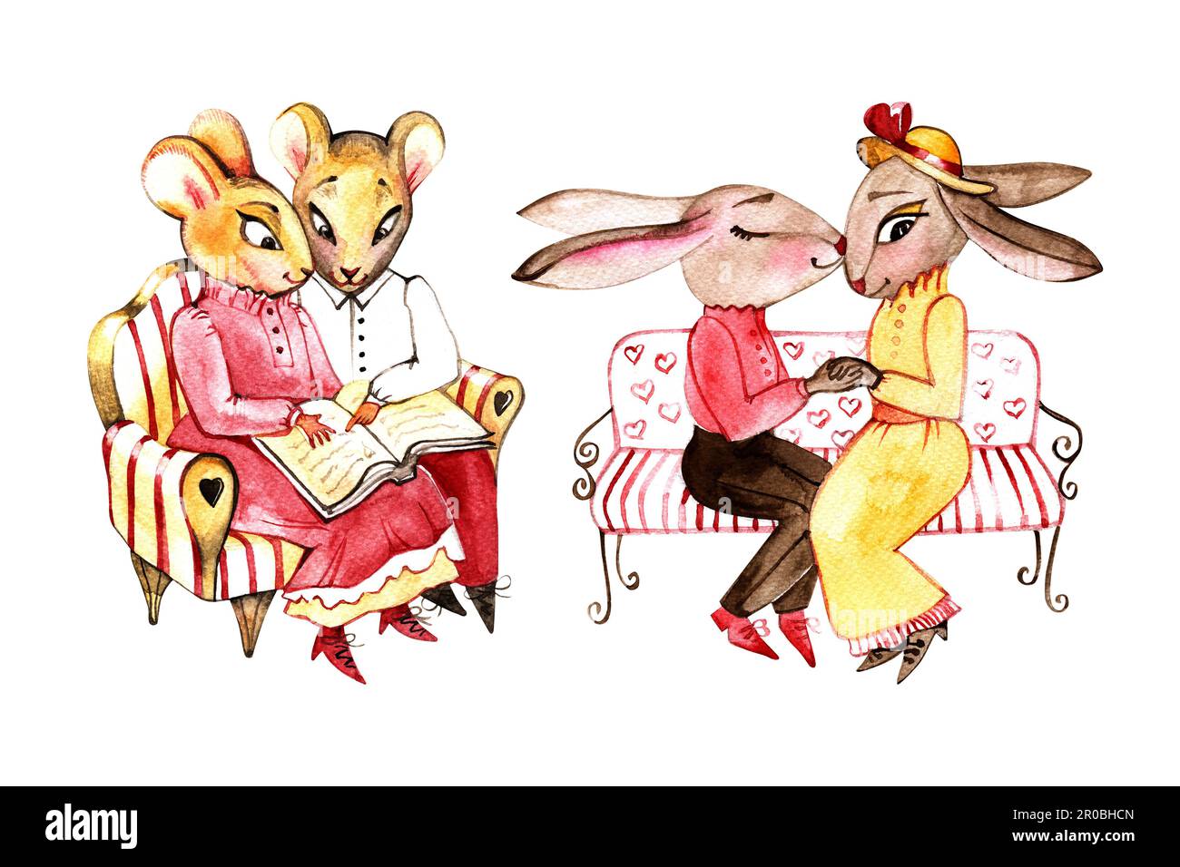 Hand drawn watercolor seamless pattern of cottage and village animals ...