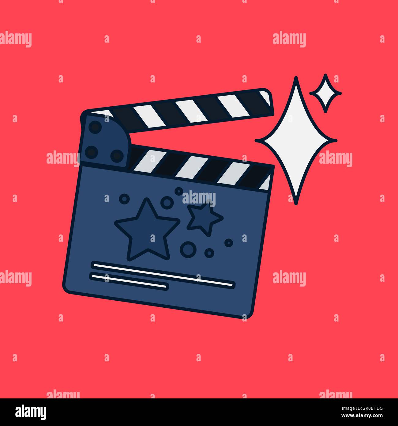 Flat movie clapperboard symbol. Stylish blank movie clapperboard ...