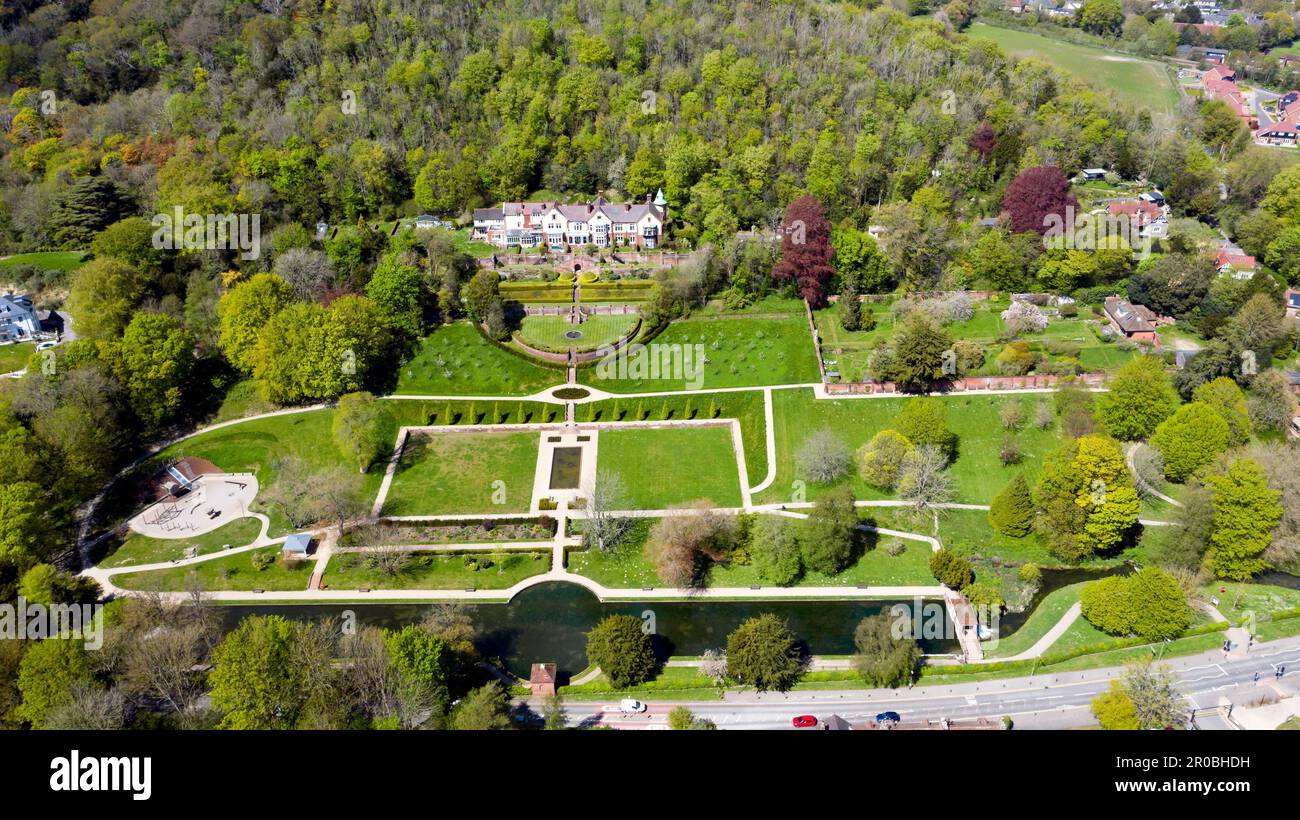 Aerial view of Russel Gardens and Kearsney Court taken from a Drone ...