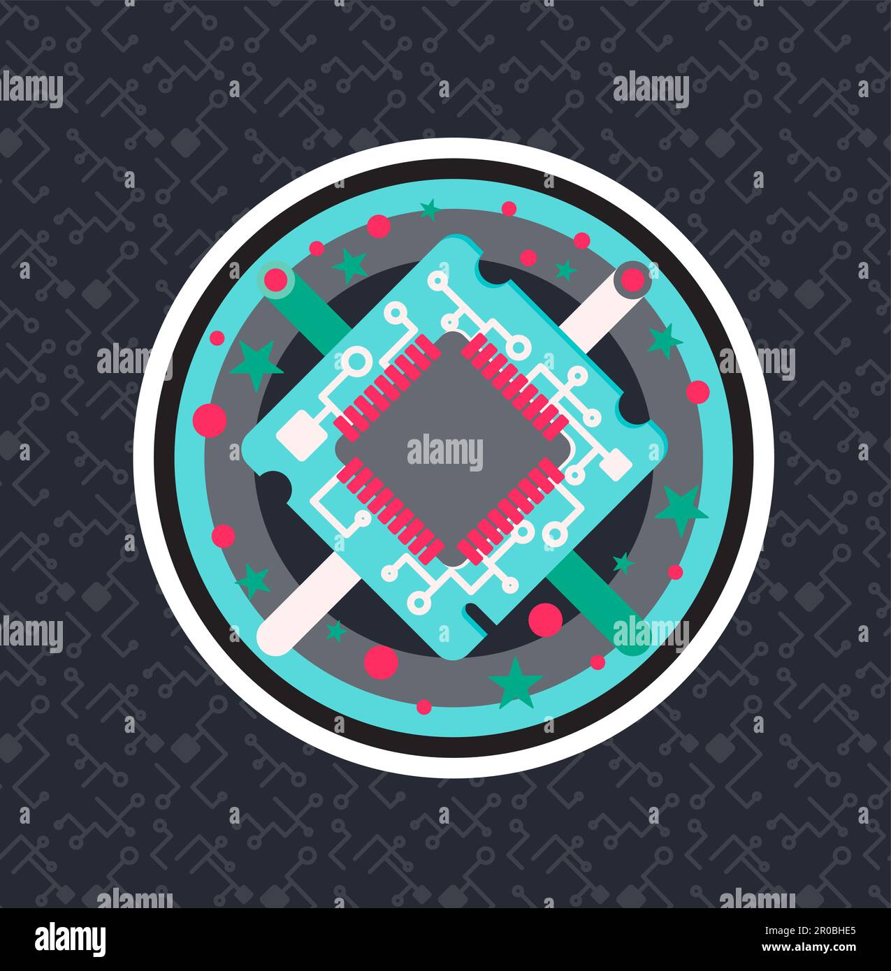 Computer Processor Chip with cable, wire. Symbol of programmer hard ...