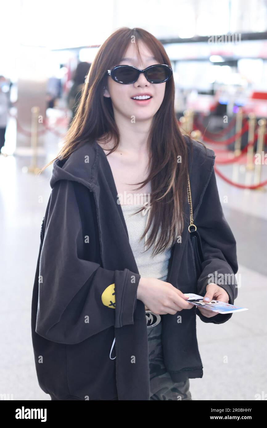 Chinese singer and actress Xu Mengjie appeared at Beijing airport, Beijing, China. 6th May, 2023 ...