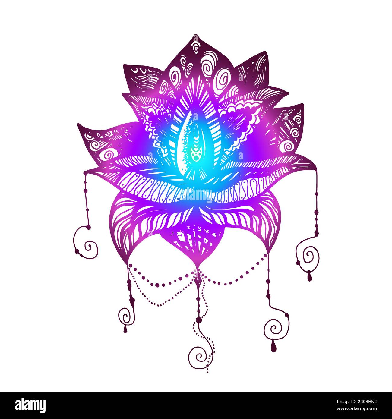 Flower Lotus. Magic symbol for print, tattoo, coloring book,fabric, t ...