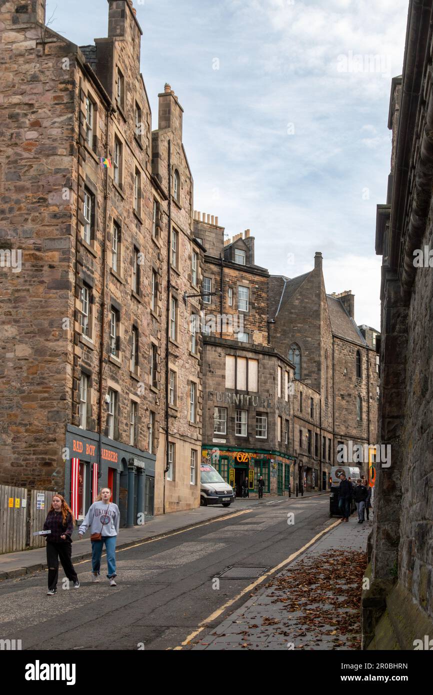 Candlemaker Row, traditional buildings in Old Town, Edinburgh, Scotland ...