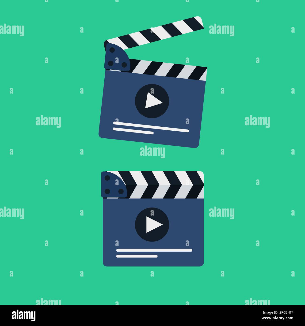 Flat movie clapperboard symbol. Stylish blank movie clapperboard ...