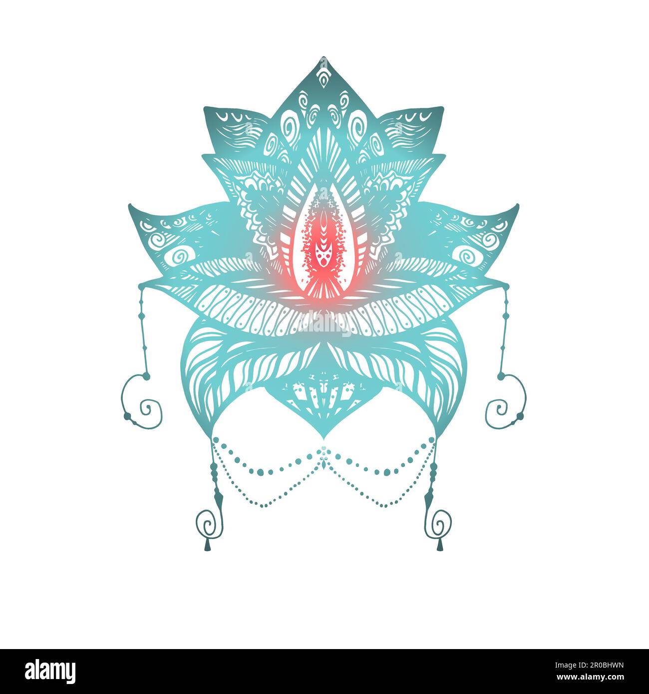 Flower Lotus. Magic symbol for print, tattoo, coloring book,fabric, t ...