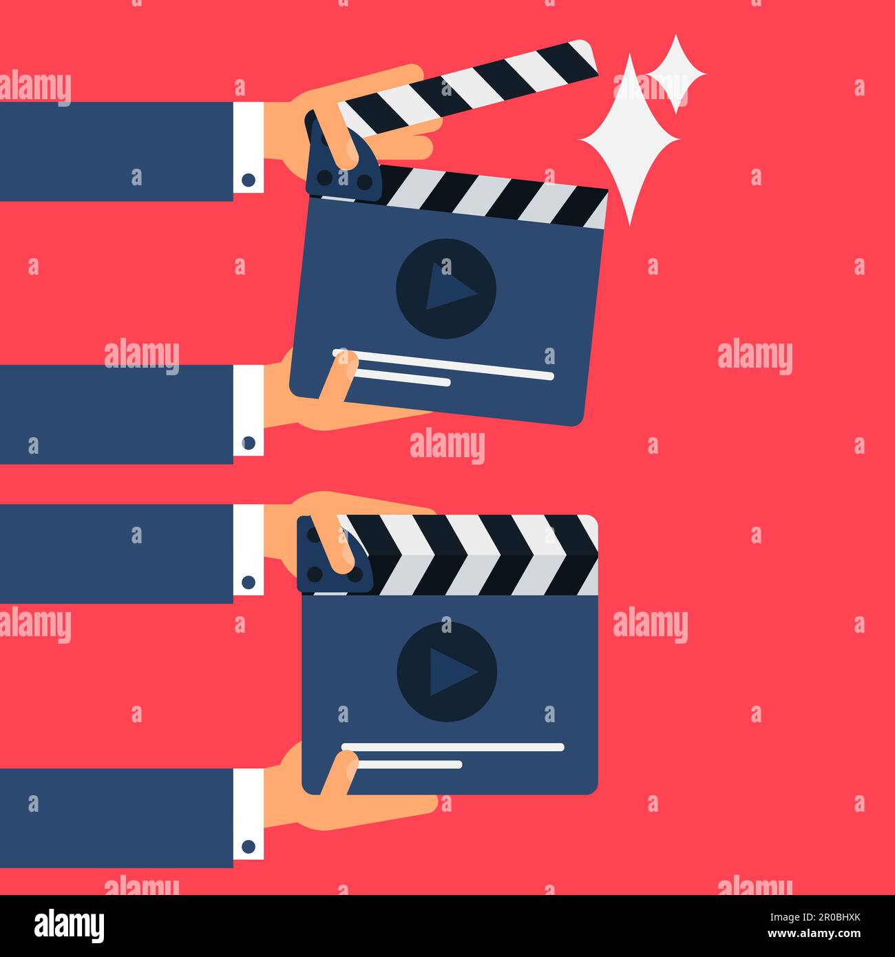 Flat movie clapperboard symbol. Stylish blank movie clapperboard ...