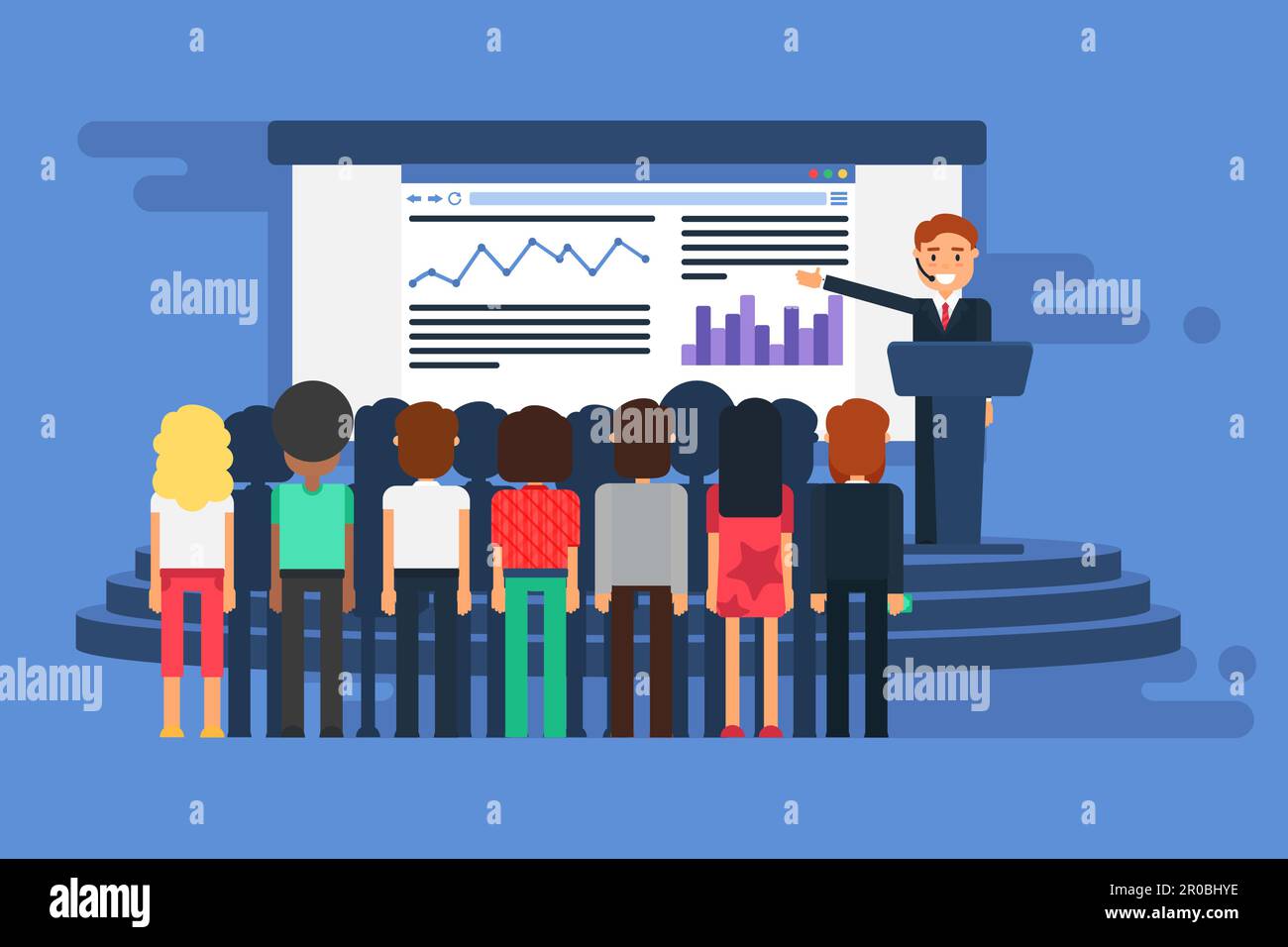 Presentation Room with board. Presenter and auditorium. Lecture or ...