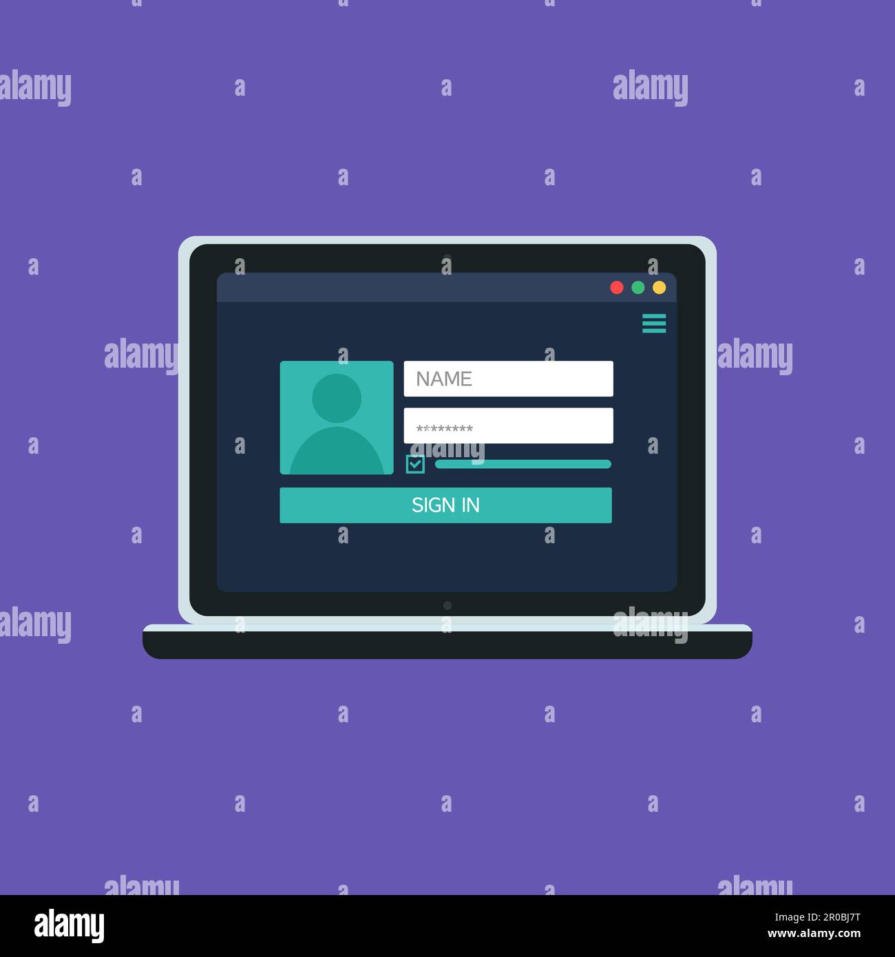 Web Template and Elements for site form of login to account on computer ...