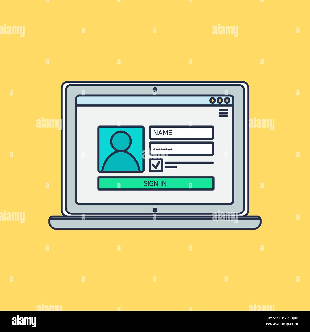 Web Template and Elements for site form of login to account on computer ...