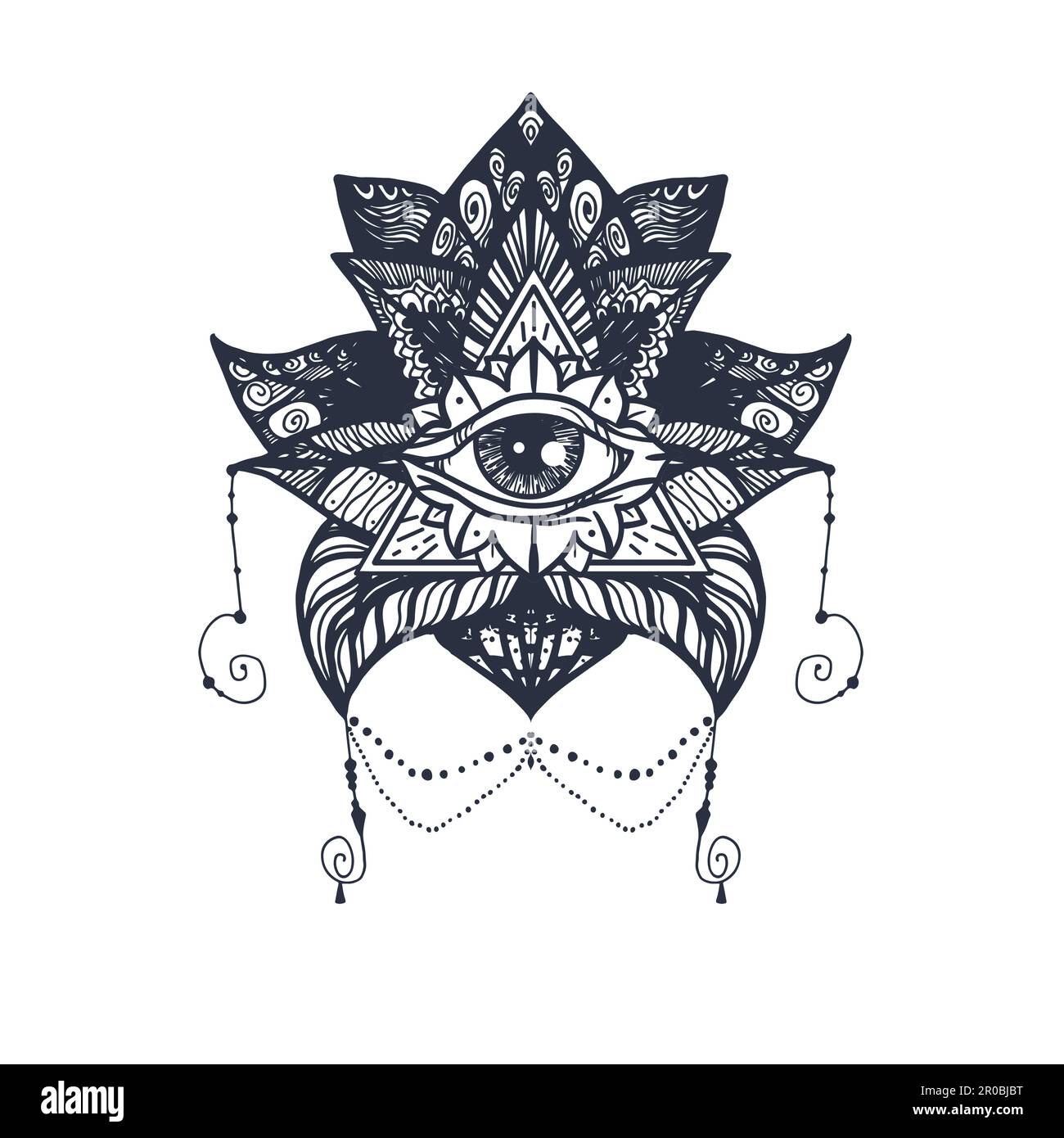 Vintage All Seeing Eye in Mandala Lotus. Providence magic symbol for ...