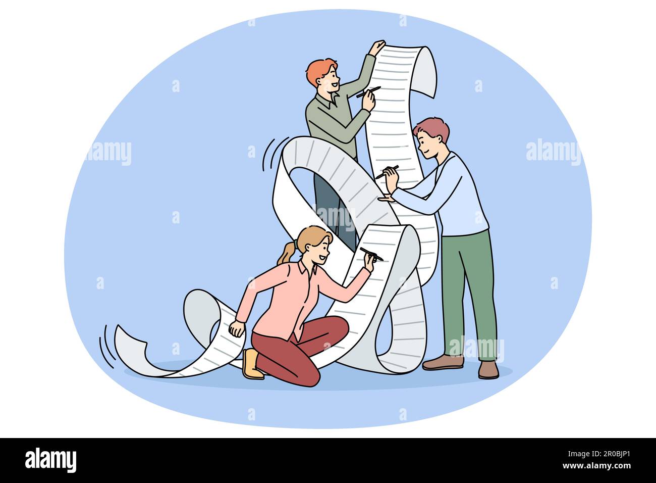 Team of employee work together signing agreement in office. Diverse ...