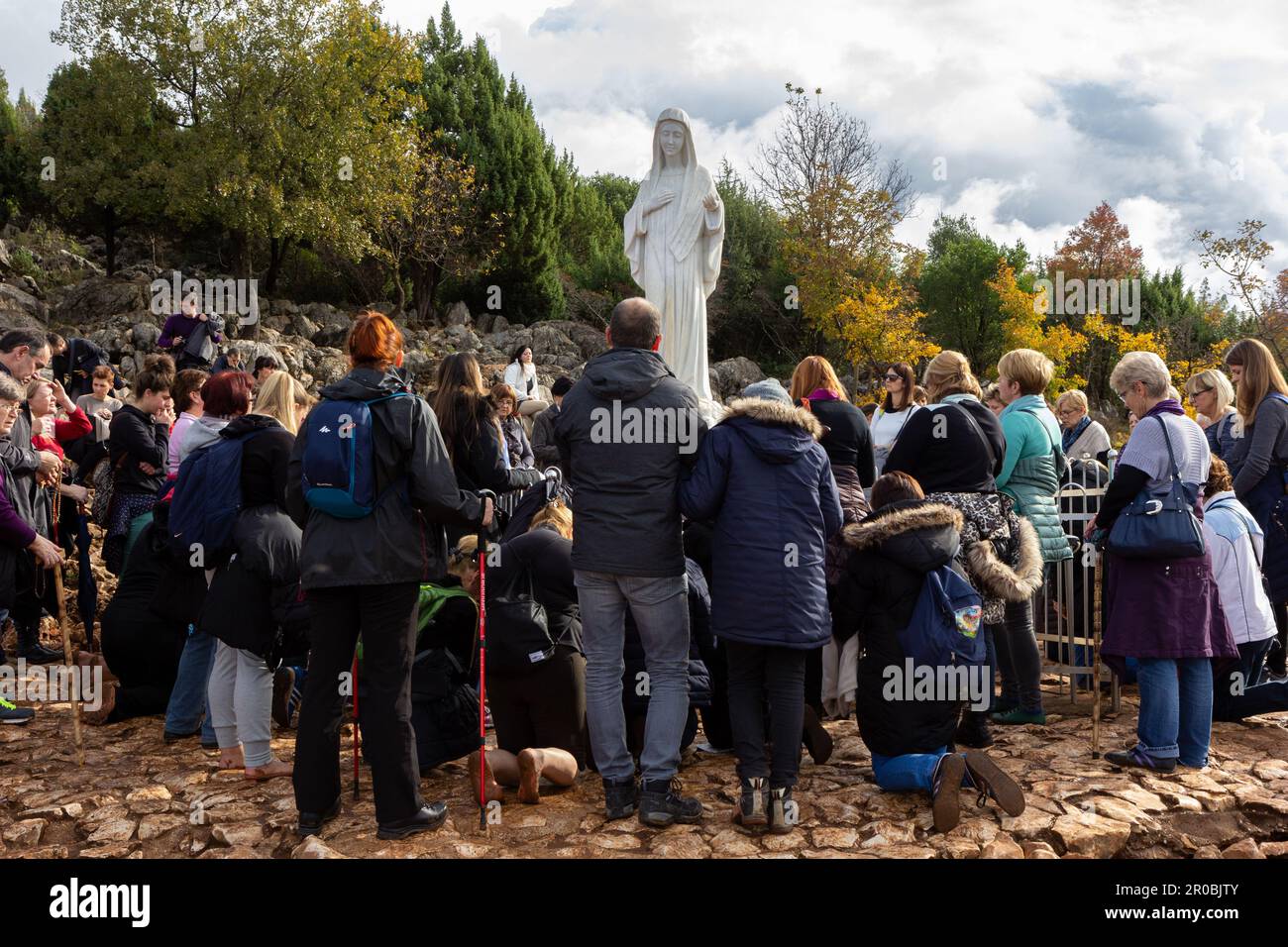 Statue of the Virgin Mary, the Queen of Peace, on Mount Podbrdo ...