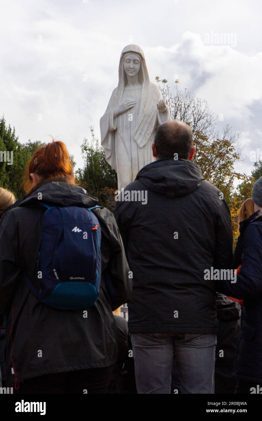 Statue of the Virgin Mary, the Queen of Peace, on Mount Podbrdo ...