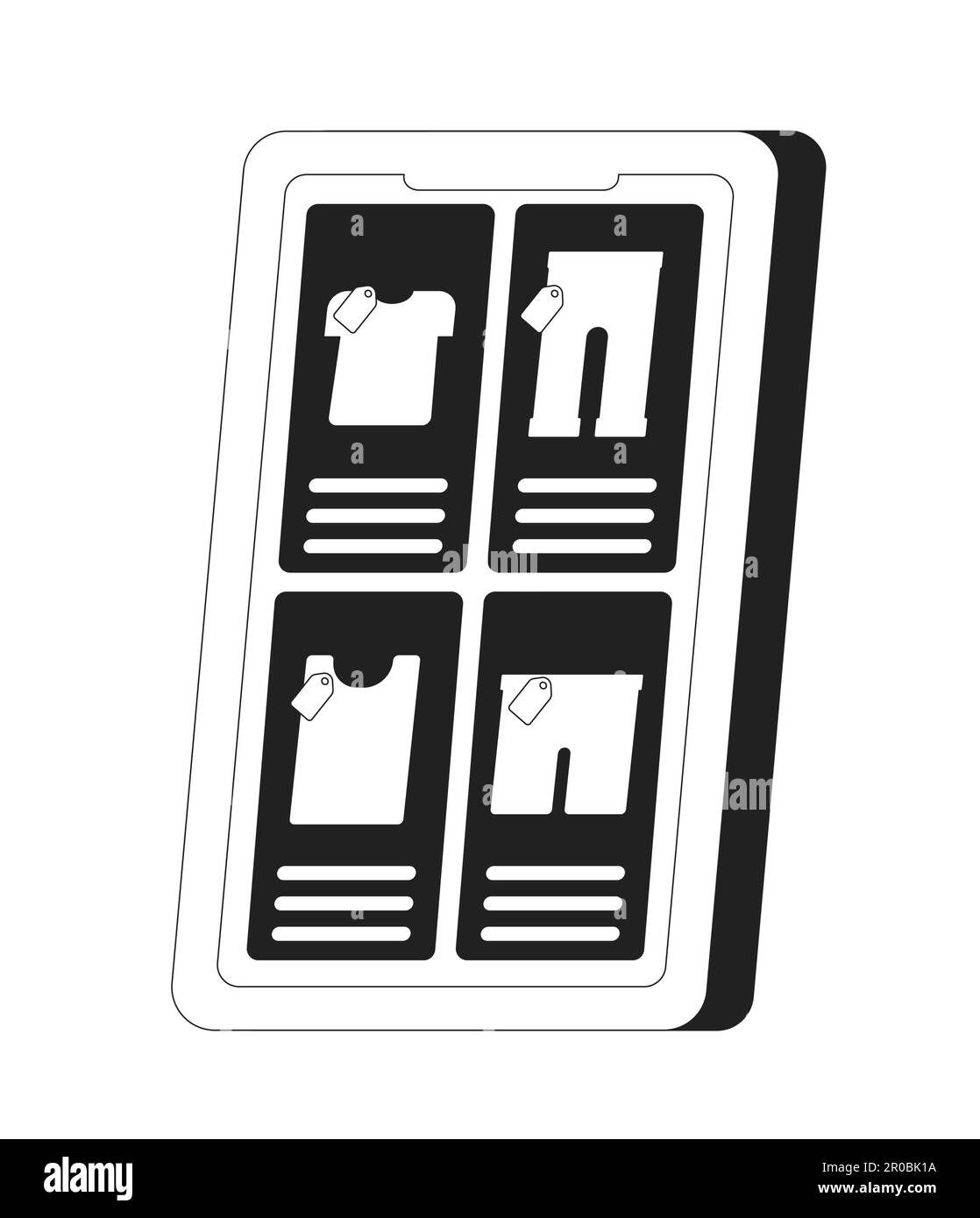 Mobile phone with clothing store monochrome flat vector object Stock ...