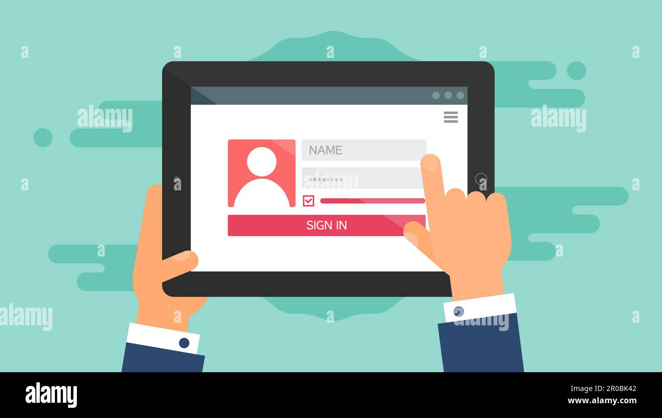 Web Template and Elements for site form of login to account on tablet ...