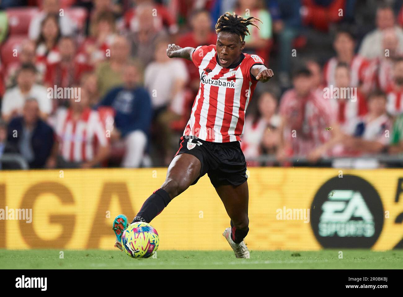 Nico Williams of Athletic Club in action during the La Liga Santander ...