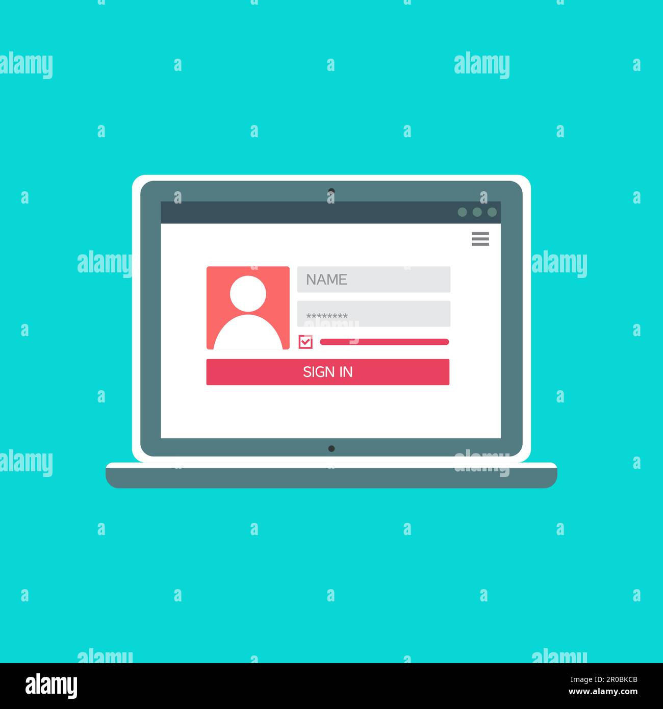 Web Template and Elements for site form of login to account on computer ...