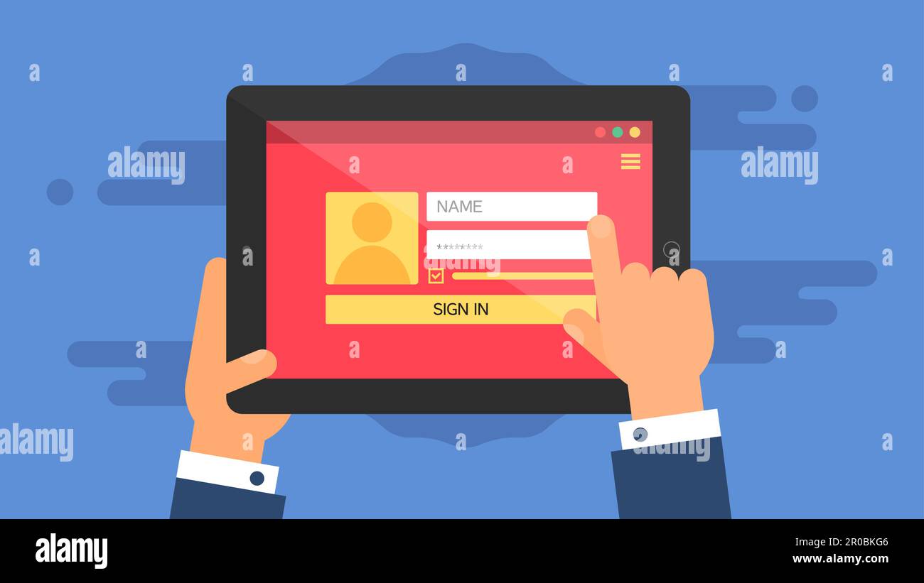 Web Template and Elements for site form of login to account on tablet ...
