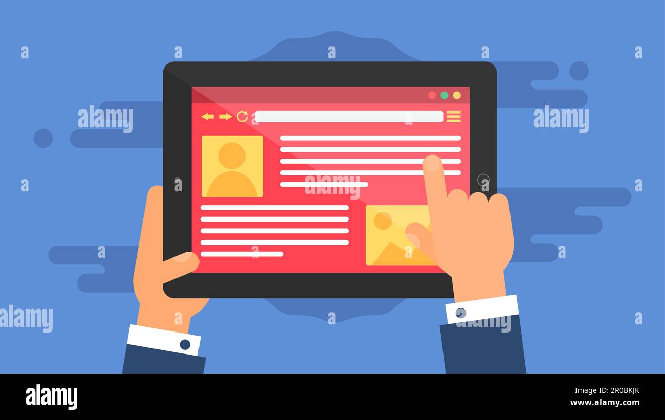 Web Template and Elements for site of blog and infographics on tablet ...
