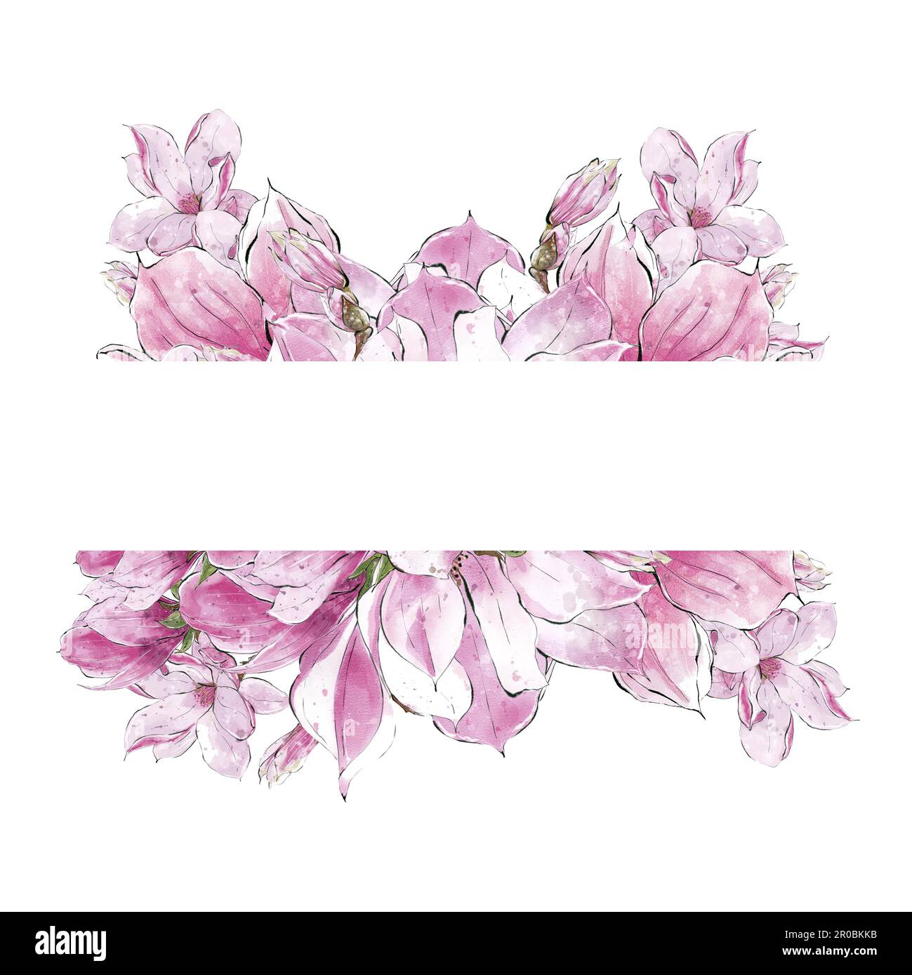 Magnolia flower border frame pink hi-res stock photography and images ...