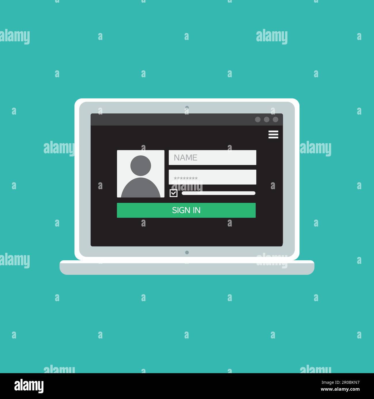 Web Template and Elements for site form of login to account on computer ...