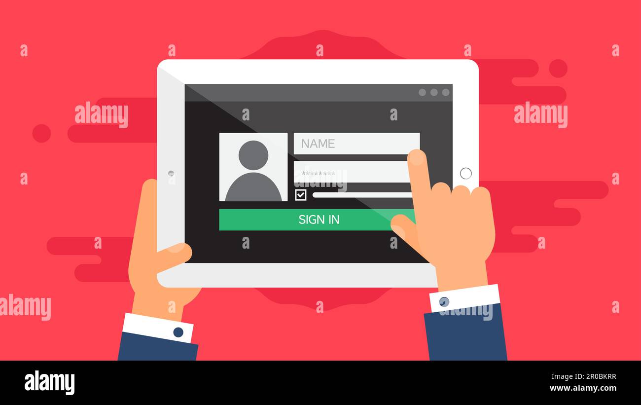 Web Template and Elements for site form of login to account on tablet ...