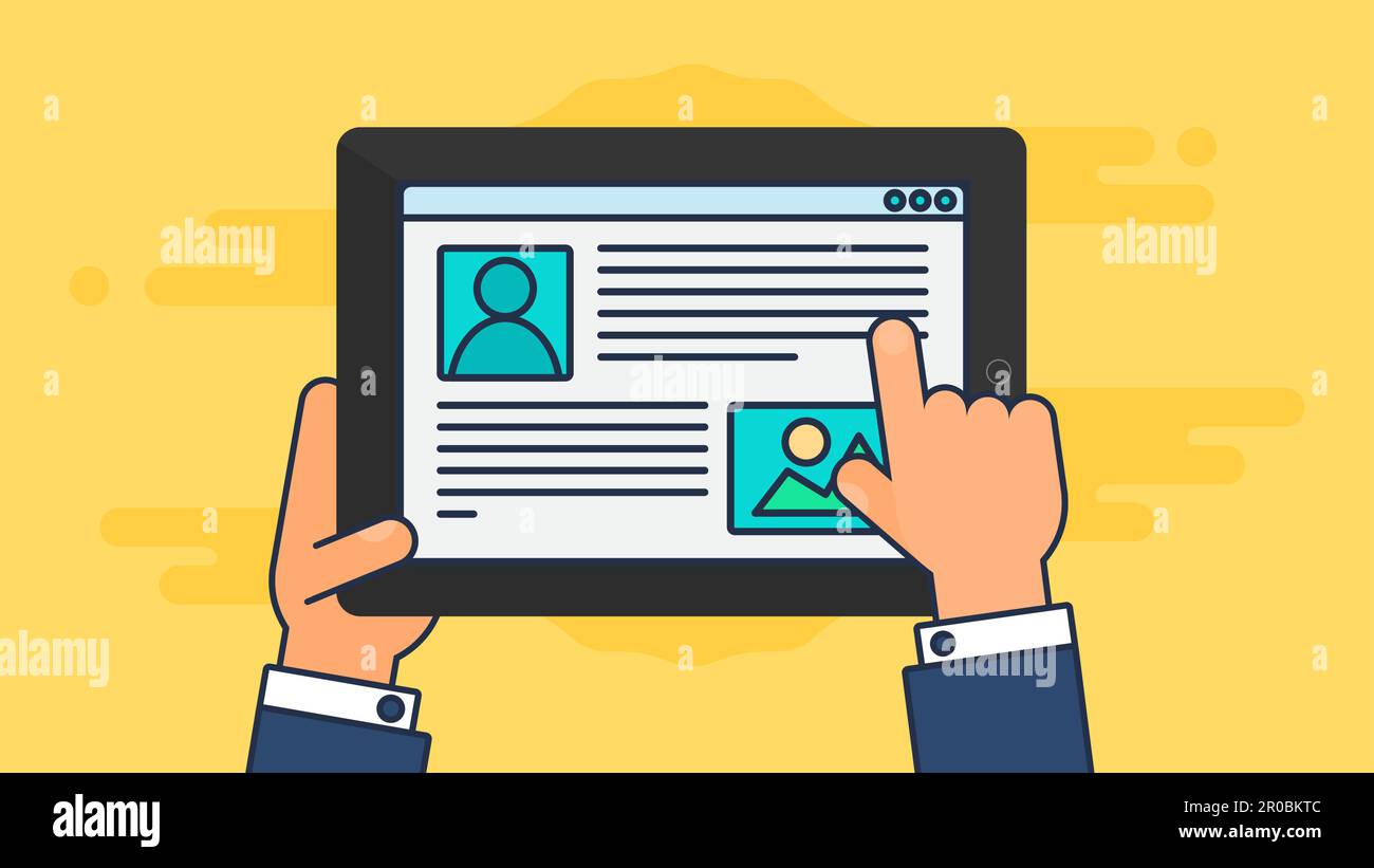 Web Template and Elements for site of blog and infographics on tablet ...
