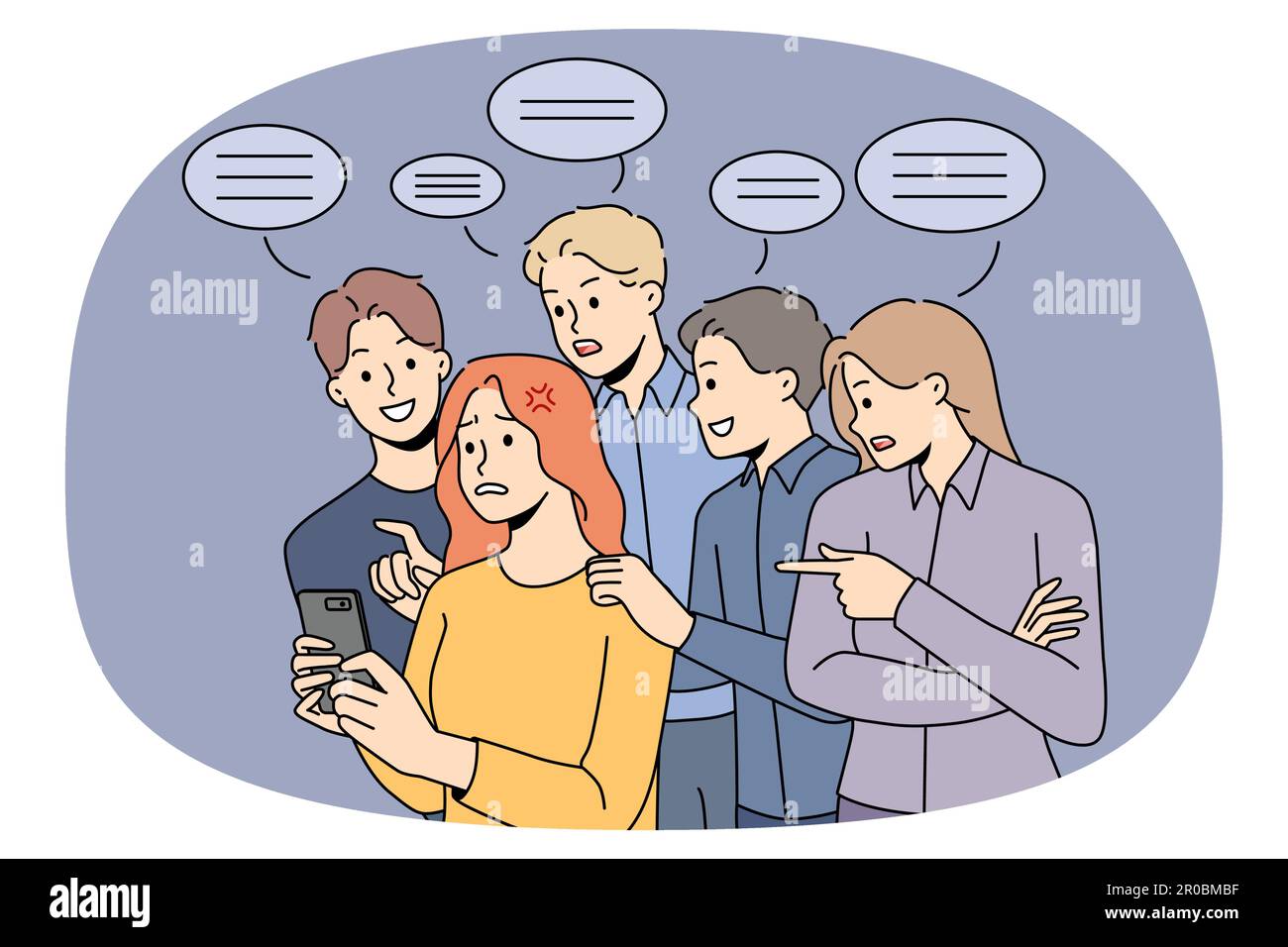 Stressed woman use cellphone have unasked advice from people in ...