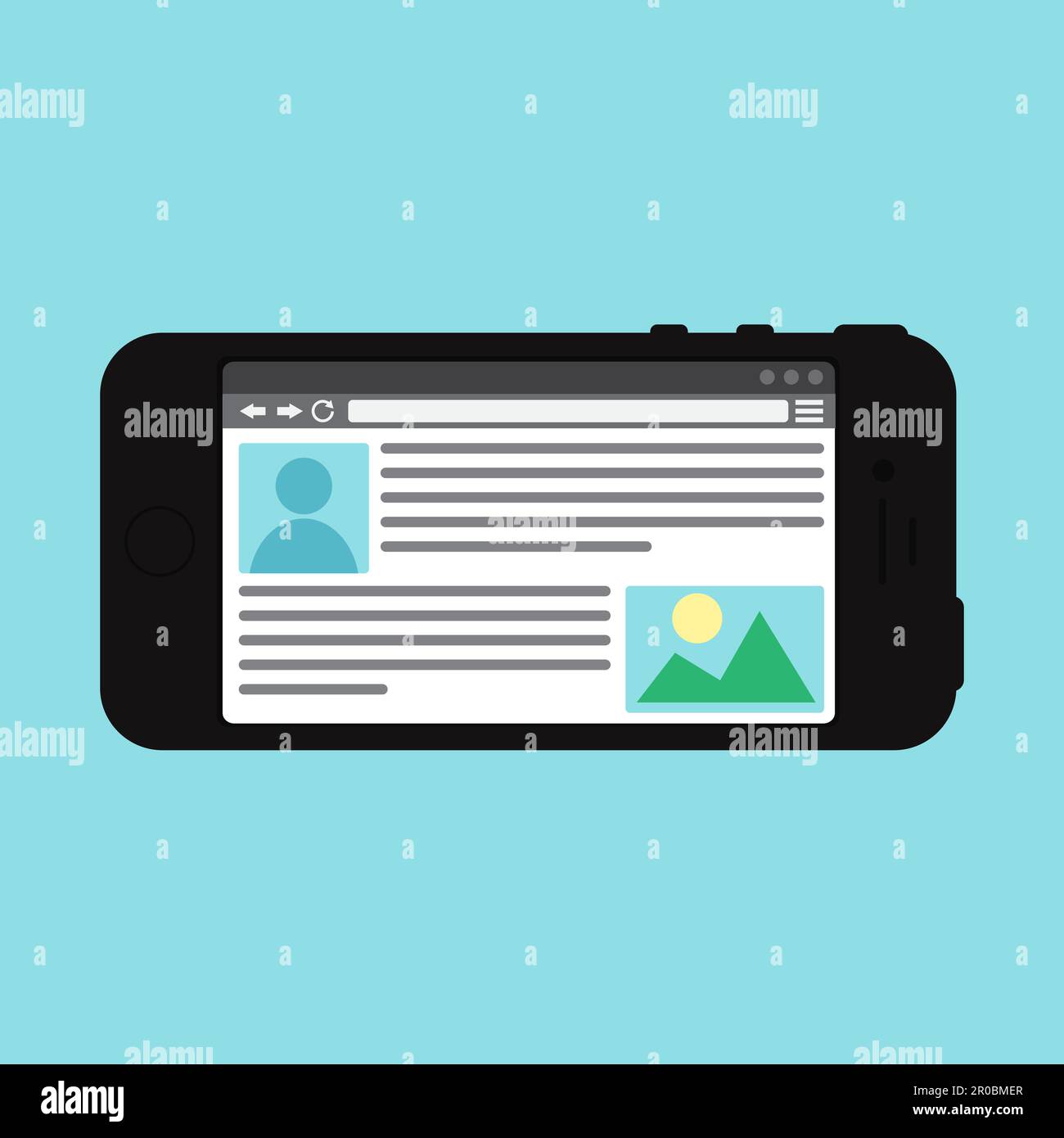 Adaptive Web Phone Template and Gadget Elements for site of blog and infographics on Smartphone ...