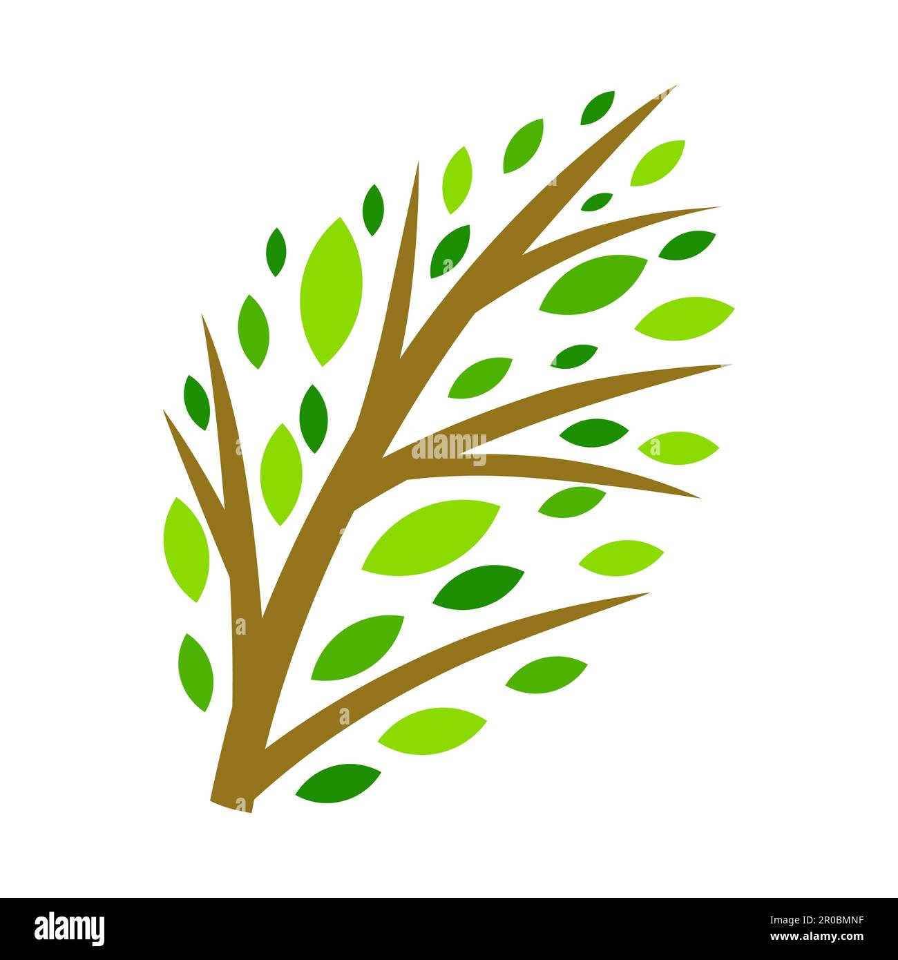 Stylized tree with leaves. Illustration or concept for emblem and ...