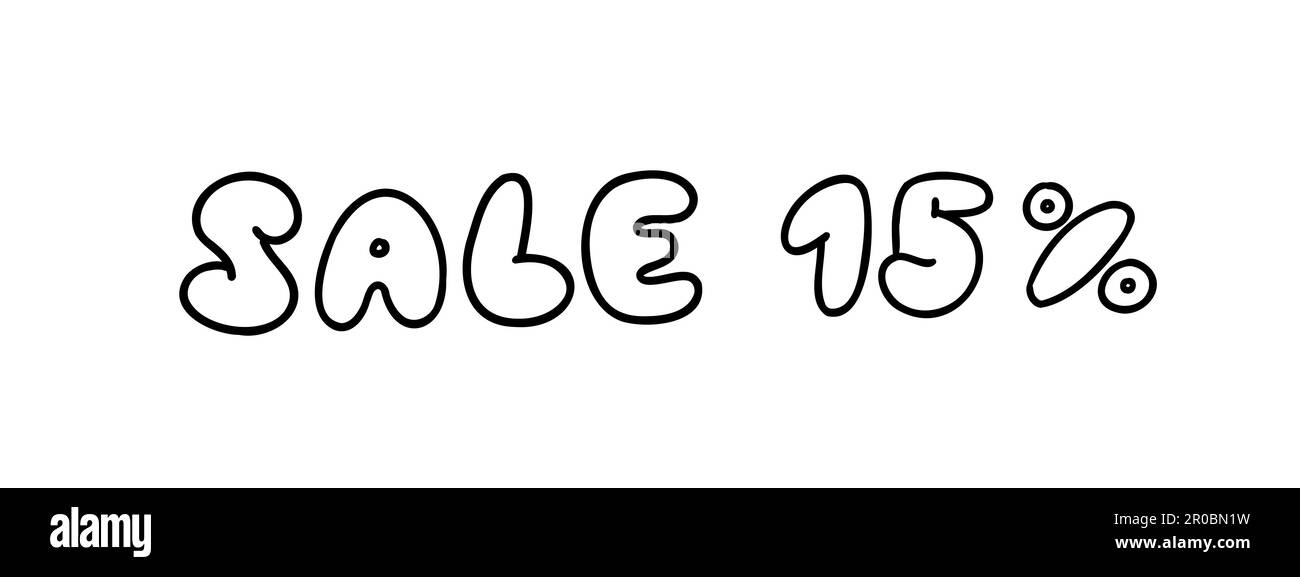 Hand drawn 15 percent sale black ink discount logo special offer ...