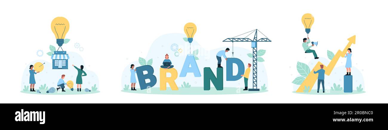 Brand identity, marketing campaign set vector illustration. Cartoon ...
