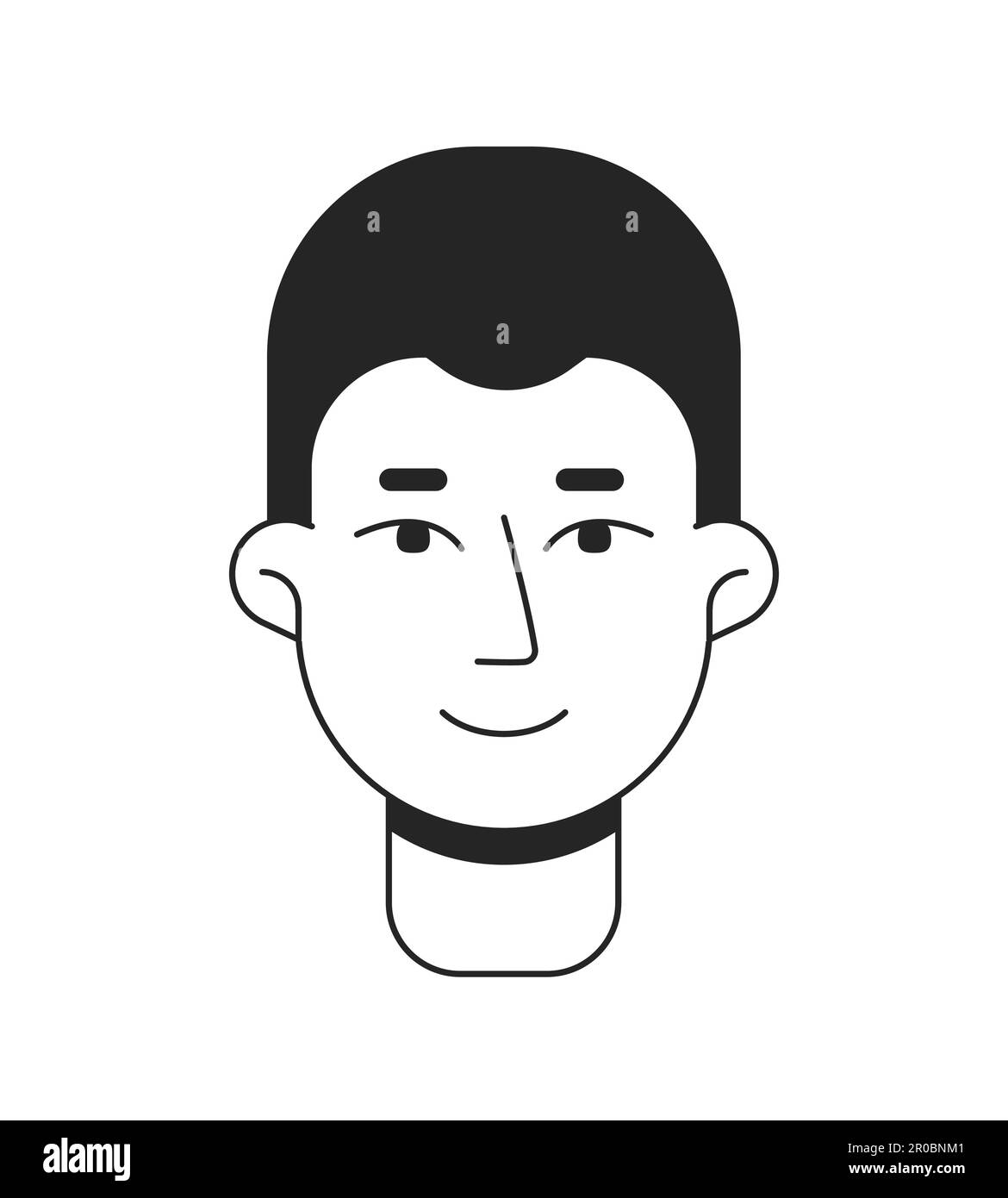 Front View Good Guy Monochrome Flat Linear Character Head Stock Vector