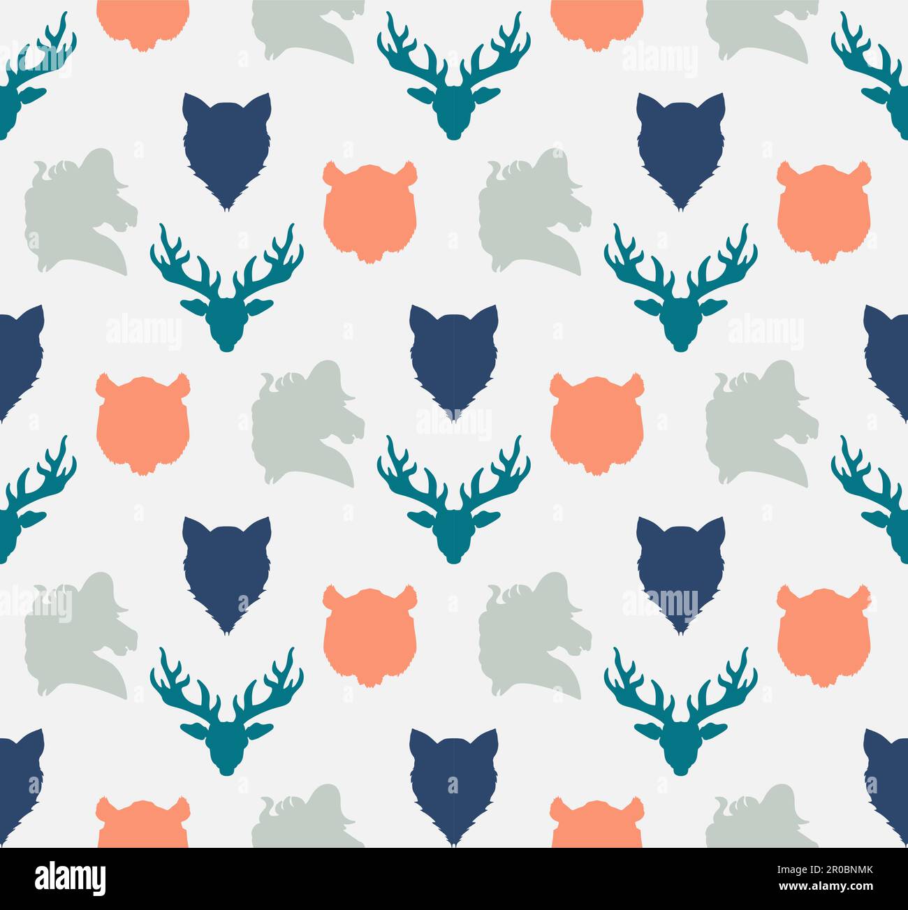 Wildlife seamless pattern. Zoo ornament for print, fabric, cloth, child ...