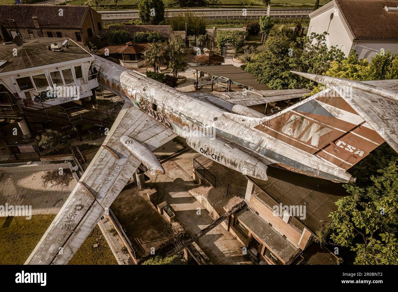 An aerial view of an abandoned airplane, left to decay Stock Photo - Alamy