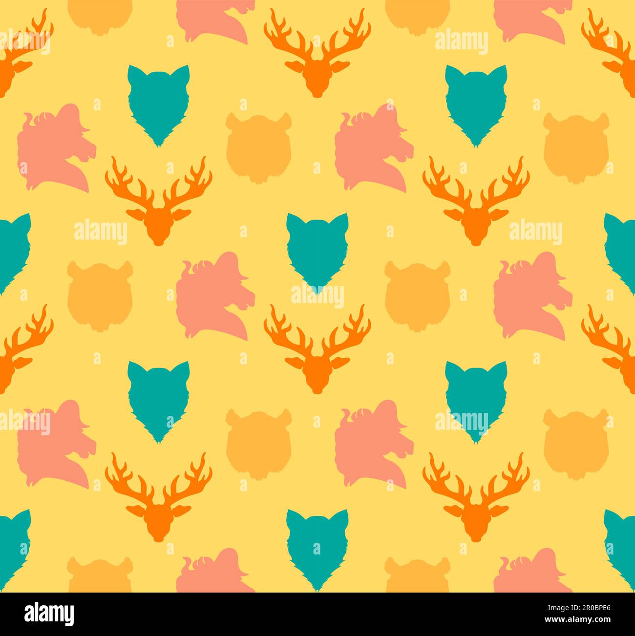 Wildlife seamless pattern. Zoo ornament for print, fabric, cloth, child ...