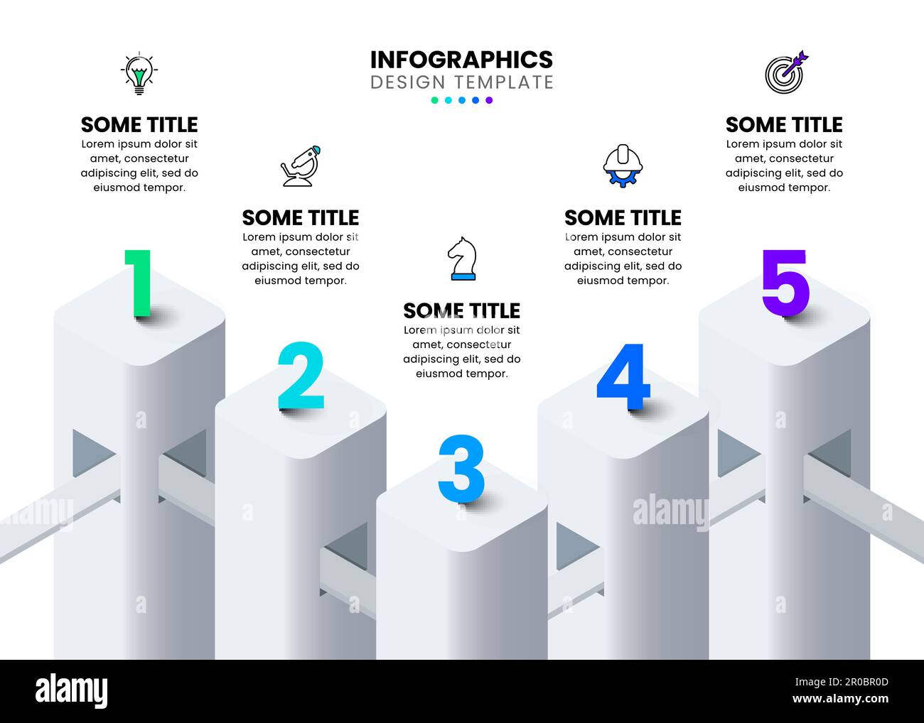 Infographic template with icons and 5 options or steps. Columns. Can be used for workflow layout ...