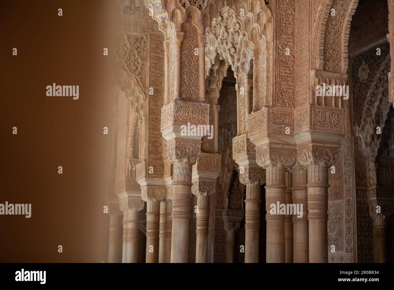 Columns at Alhambra Red Palace in Granada Spain Stock Photo - Alamy