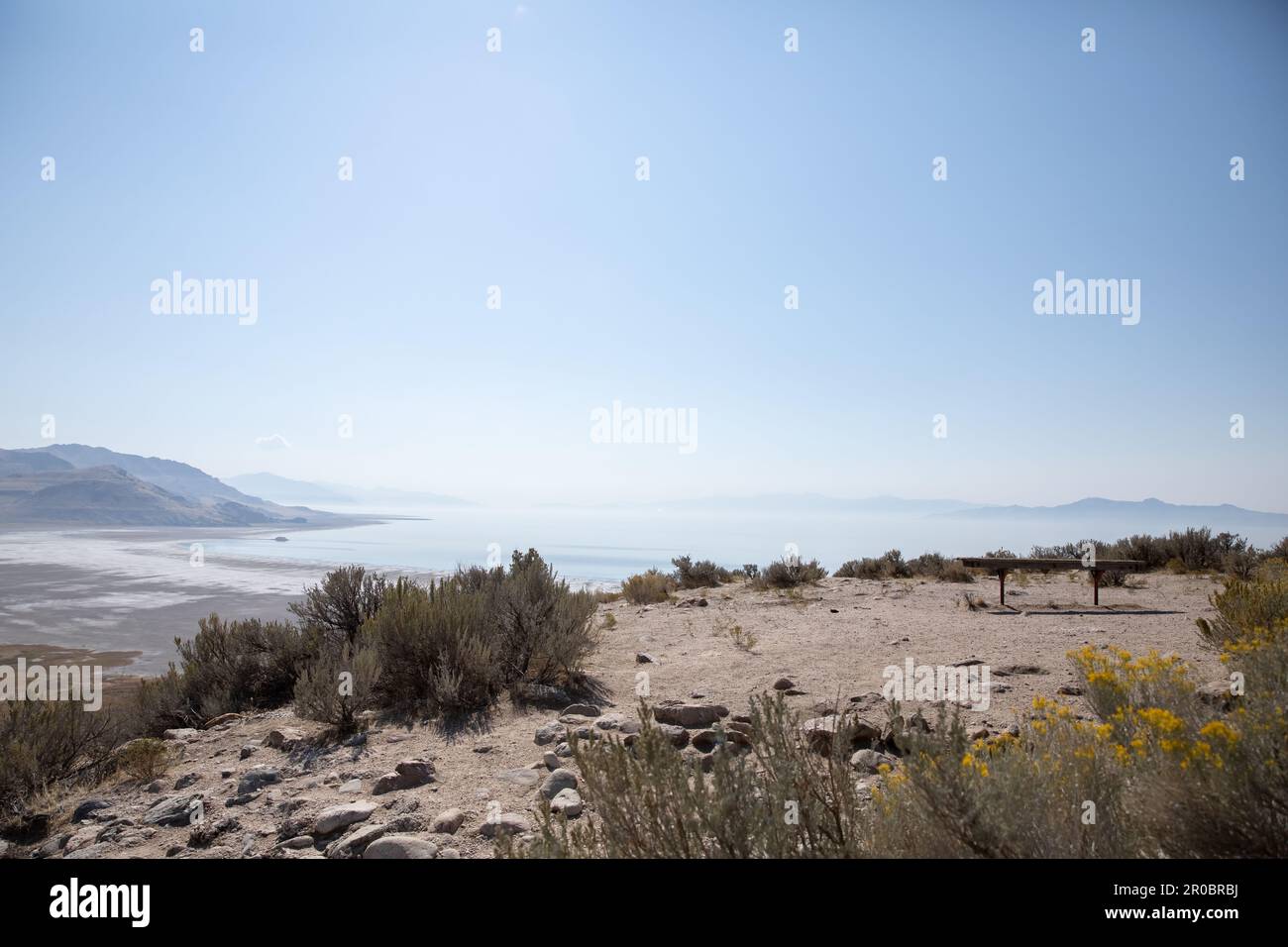 The view at the top of Buffalo Point in Antelope Island Utah Stock ...