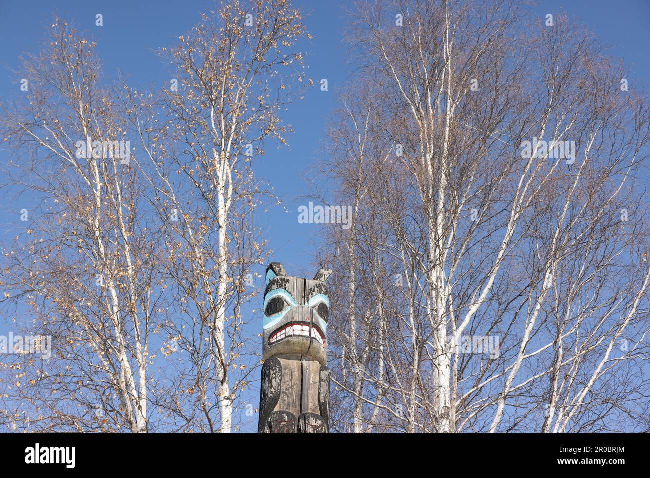 Totem Pole Carving at Pioneer Park in Alaska Stock Photo - Alamy