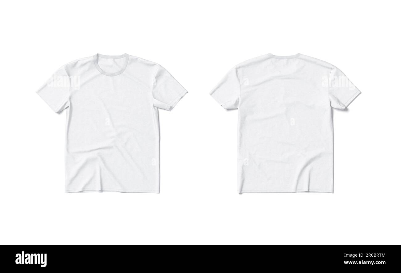 Blank white t-shirt mockup flat lay, front and back, isolated, 3d ...