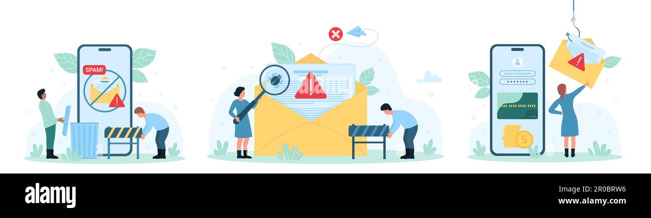 Online security set vector illustration. Cartoon tiny people with ...