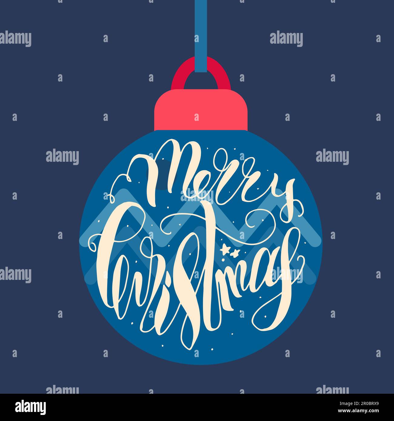Merry Christmas Hand Drawn Lettering With Christmas Toy. Xmas Design ...