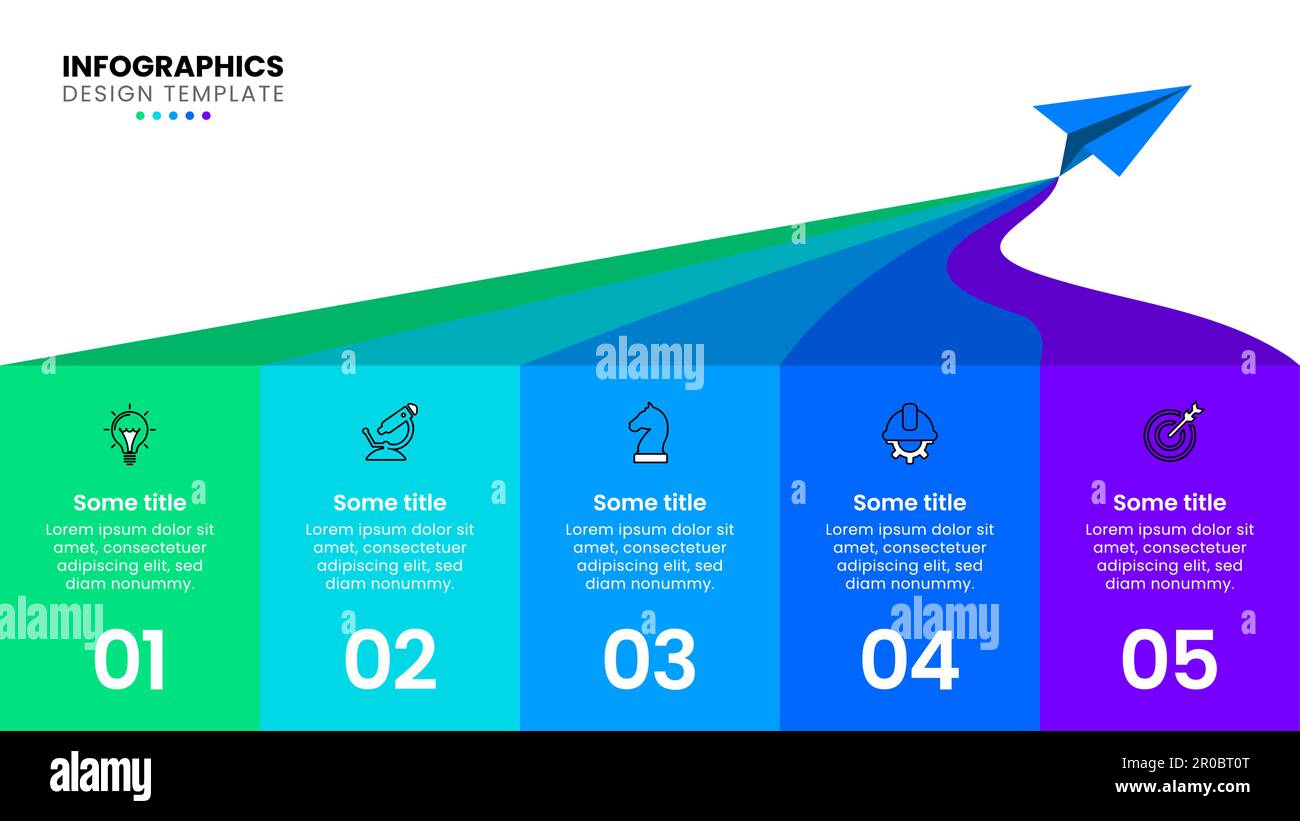 Infographic template with icons and 5 options or steps. Paper plane ...