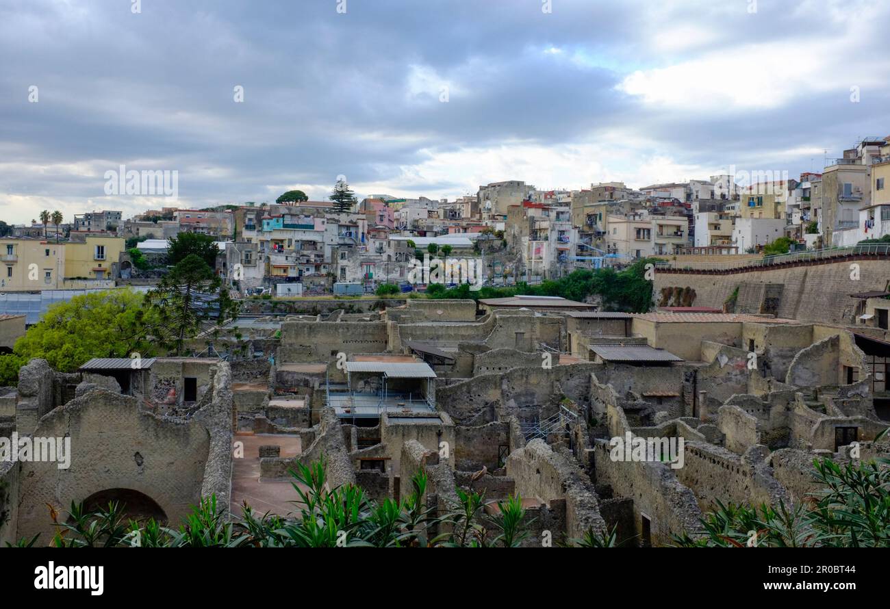 The Roman Town of Herculaneum, covered by the eruption of Volcano Mount ...
