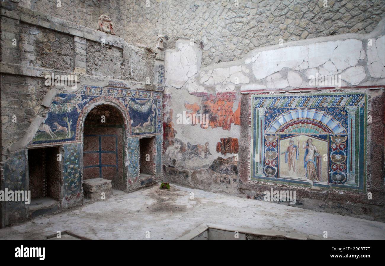 The Roman Town of Herculaneum, covered by the eruption of Volcano Mount ...