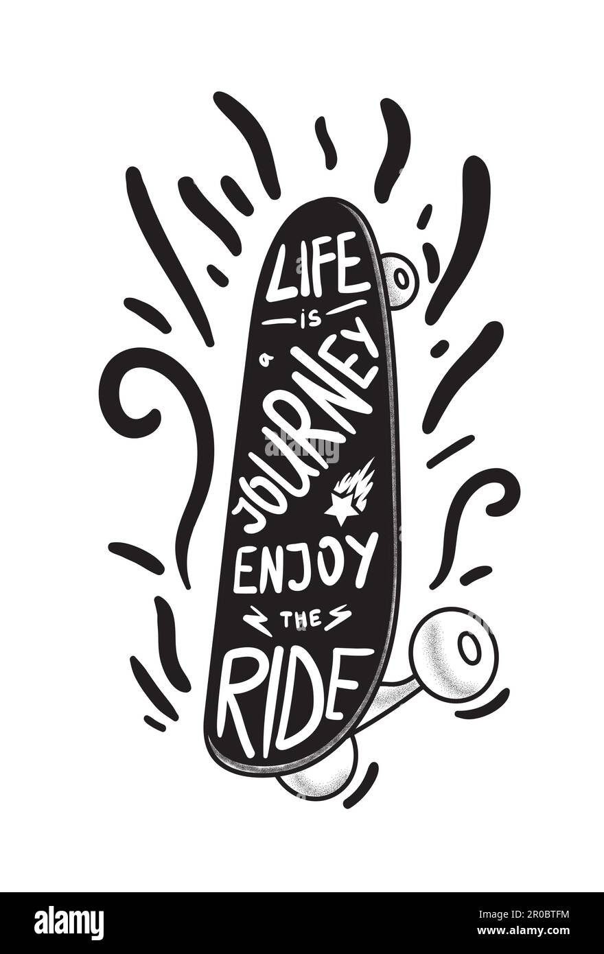 Inspirational vintage black lettering inscribed in skateboard for print ...
