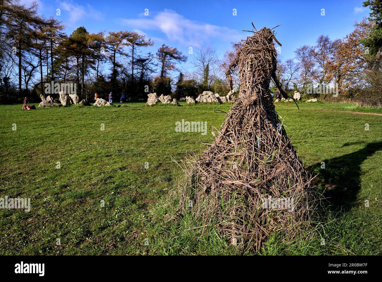 Wicker witch sculpture at the Rollright Stones, Cotswolds, England, UK ...