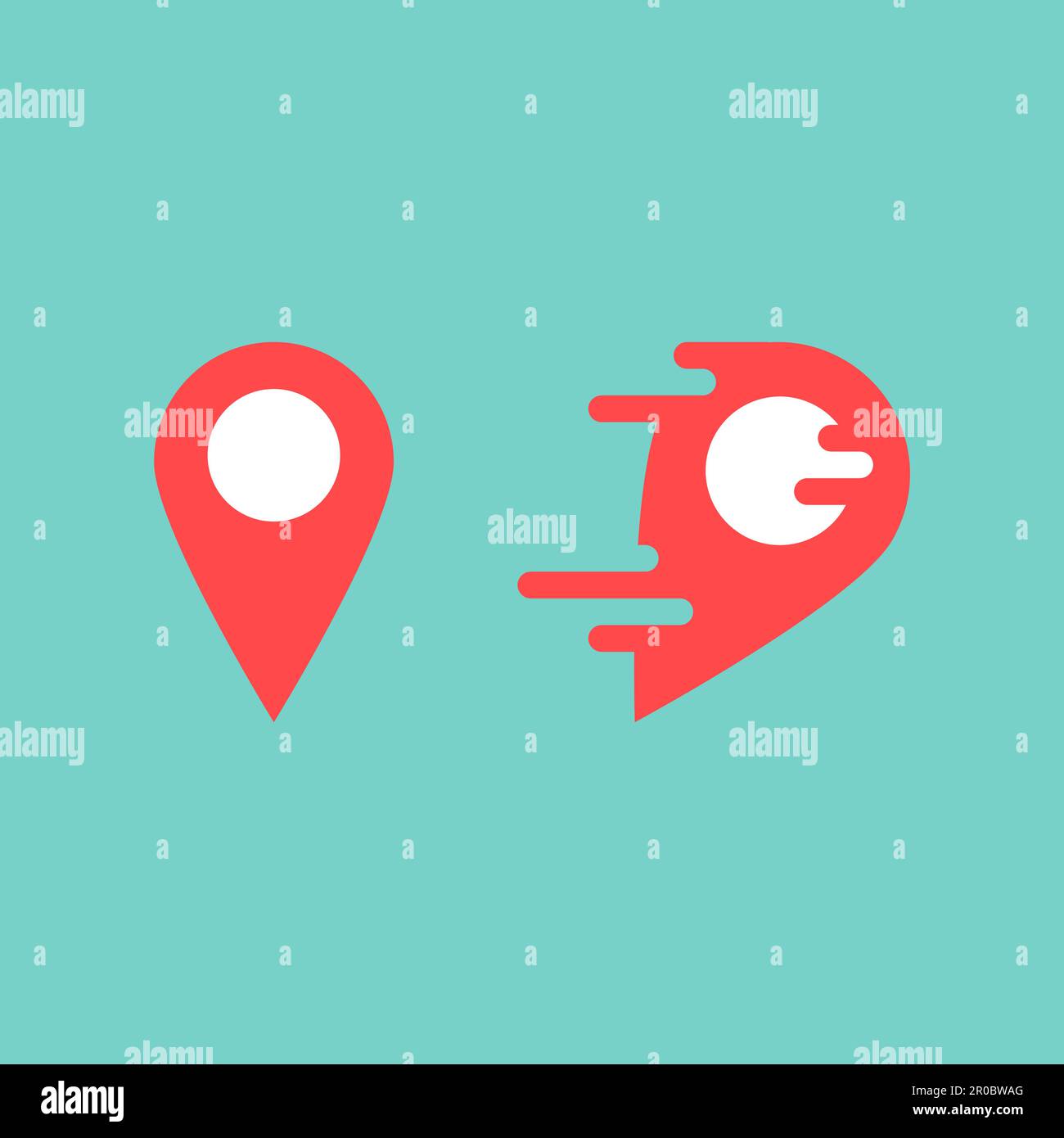 Liquid Red Pointer for Map. Fast Delivery or the Shortest Route Symbol ...