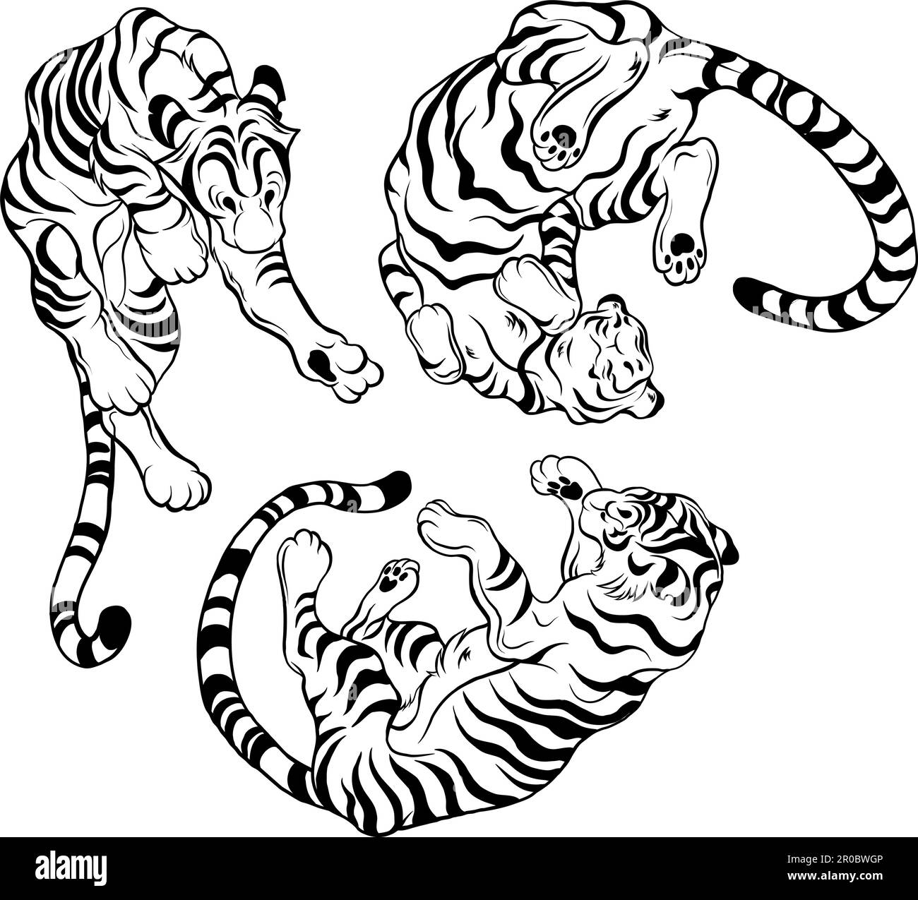 Black And White Vector Tiger Tiger In Motion Stock Vector Image And Art Alamy